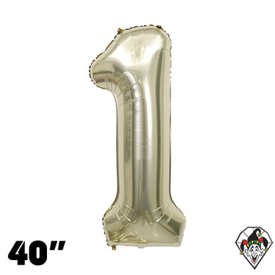 40 Inch Number 1 White Gold Balloon 1ct