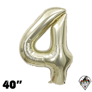 40 Inch Number 4 White Gold Balloon 1ct