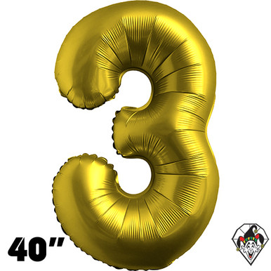40 Inch Number 3 Chrome Gold Balloon 1ct