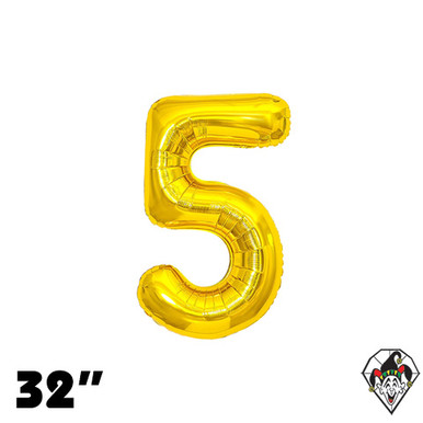 32 Inch Number 5 Gold Foil Balloon 1ct