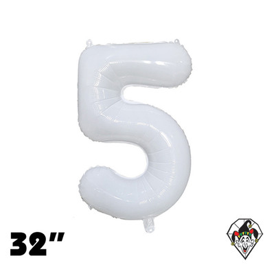 32 Inch Number 5 Milky White Foil Balloon 1ct