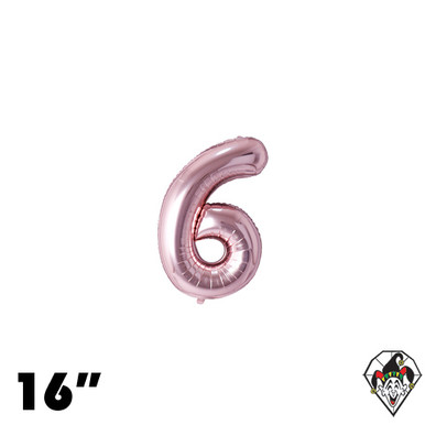16 Inch Number 6 Rose Gold Foil Balloon 1ct