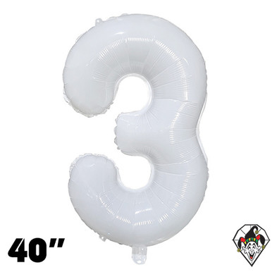 40 Inch Number 3 Milky White Foil Balloon 1ct