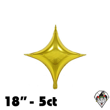 18 Inch Star Points Gold Foil Balloon 5ct