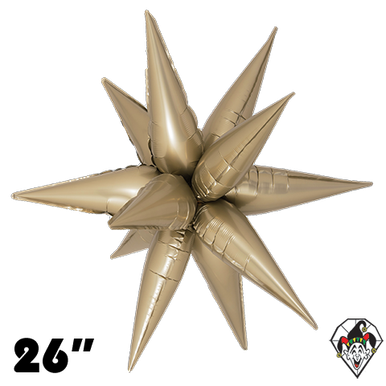 26 Inch Starburst Satin Gold Foil Balloon 1ct (12 Spikes)