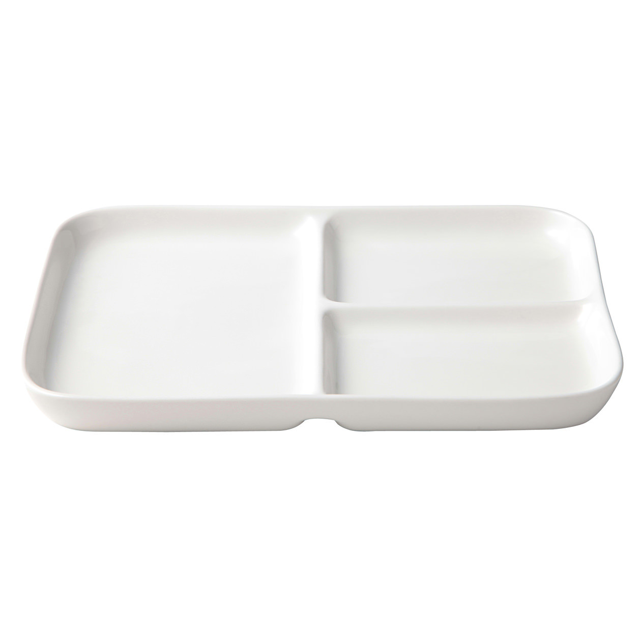 Porcelain Beige Square Plate W/Partition | MUJI