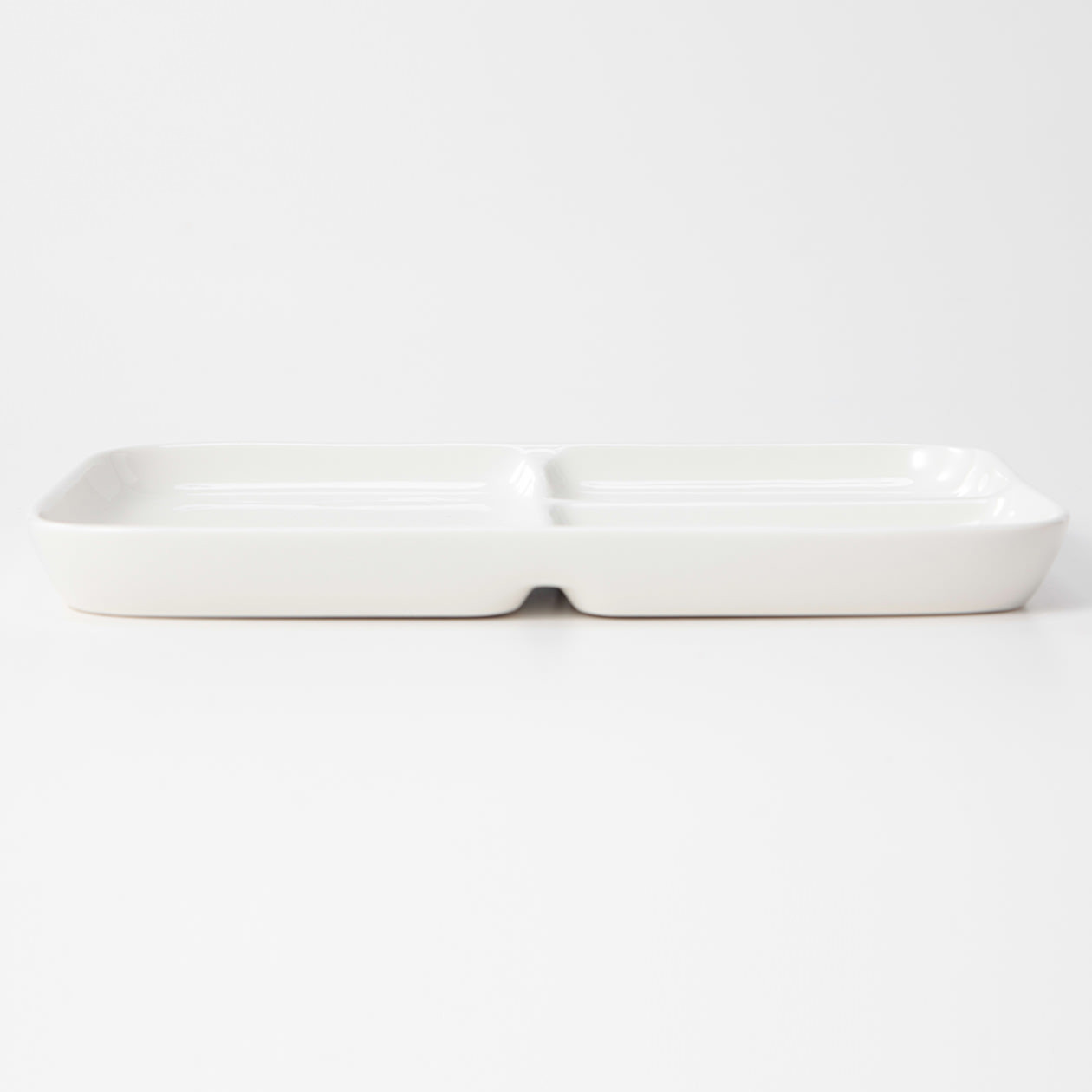Porcelain Beige Square Plate W/Partition | MUJI