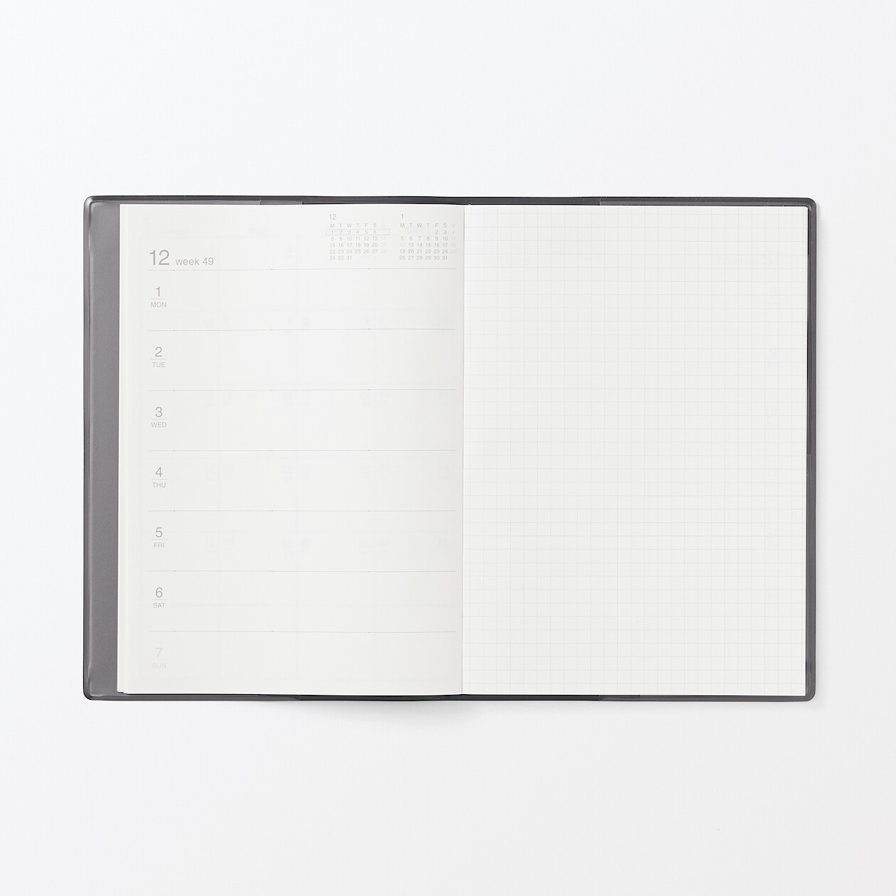 2026 Monthly and Weekly Diary - B6, Black | MUJI