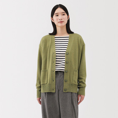 Women's Medium Knit V Neck Cardigan | MUJI