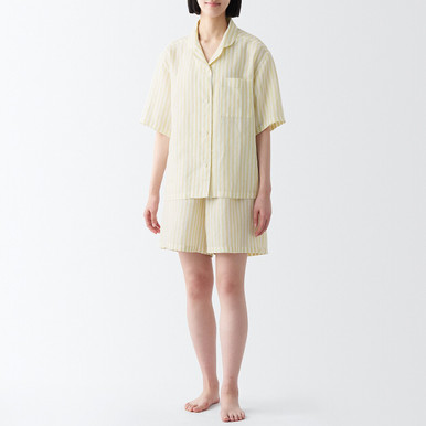 Women's Lyocell and Linen Short Sleeve Pyjamas | MUJI