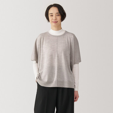 Women's Fine Knit Wool Poncho Jumper | MUJI