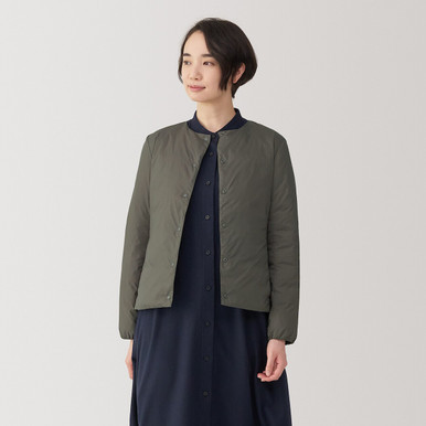Women's Recycled Nylon Lightweight Collarless Down Jacket | MUJI