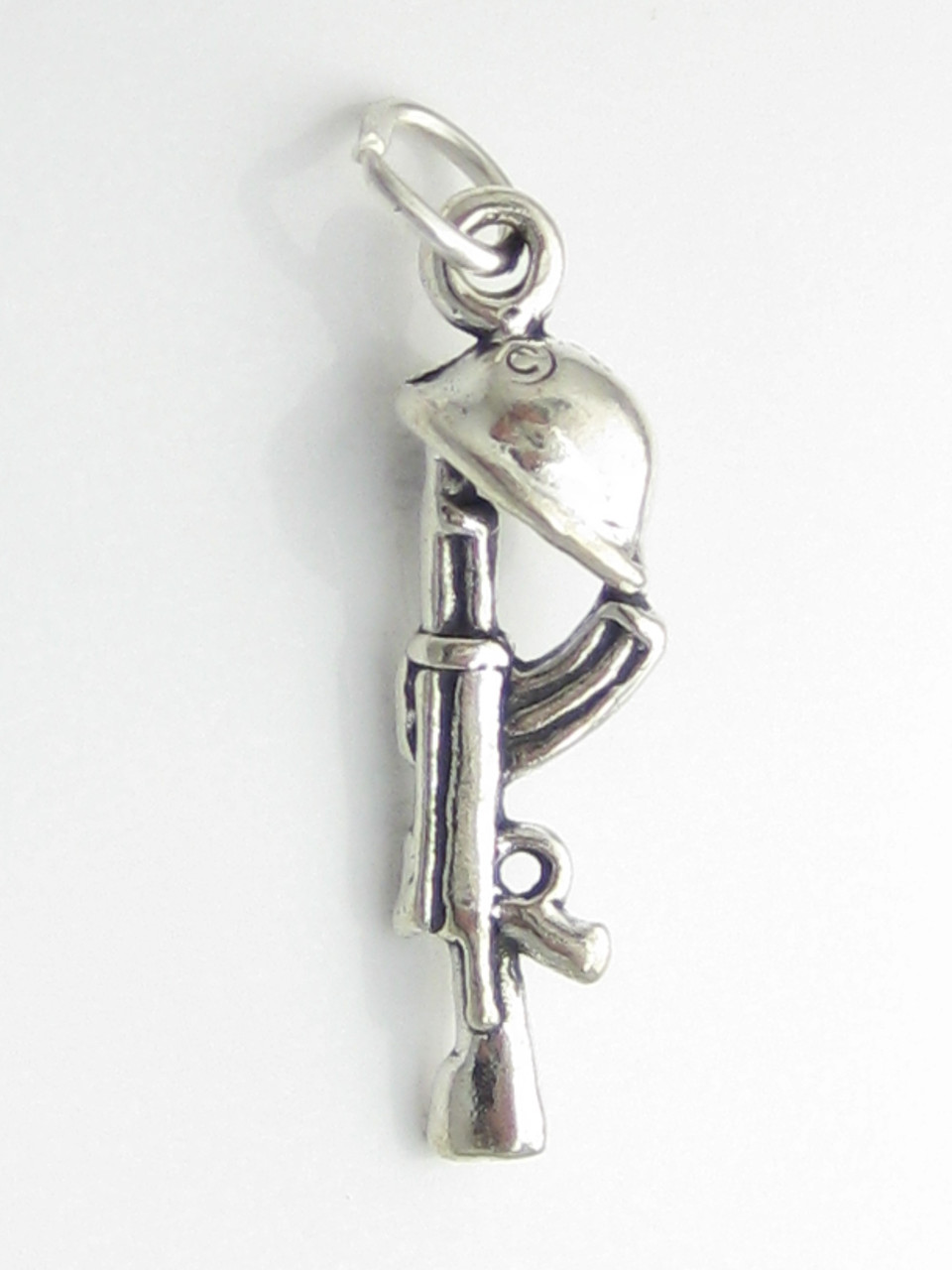Gun with Helmet sterling silver charm .925 x 1 Armed Forces charms ...