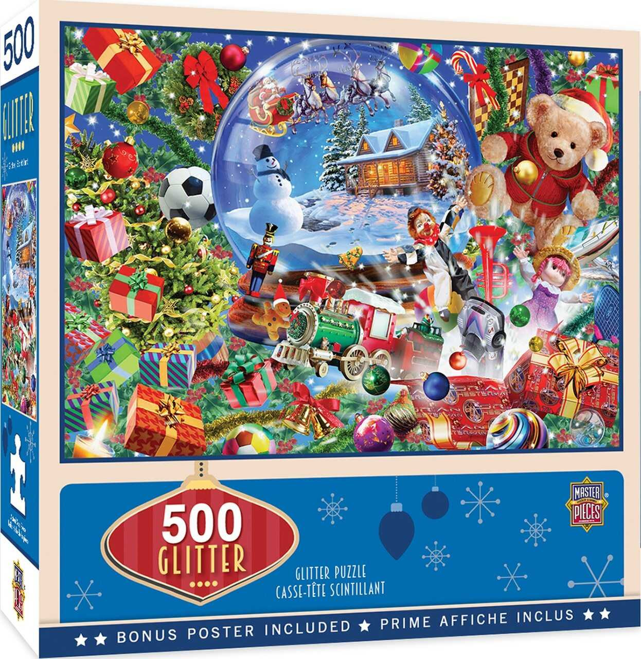 Snow Globe Dreams 500 Piece Holiday Glitter Jigsaw Puzzle