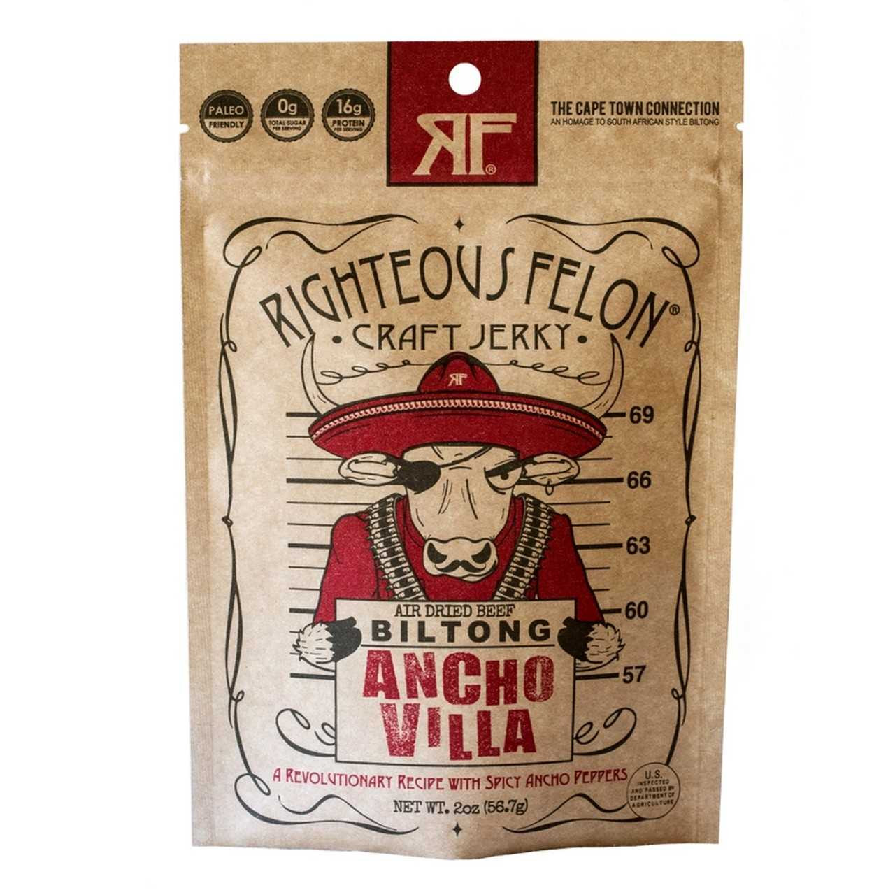 Righteous Felon Righteous Felon Ancho Villa Biltong 2 oz The Nut House
