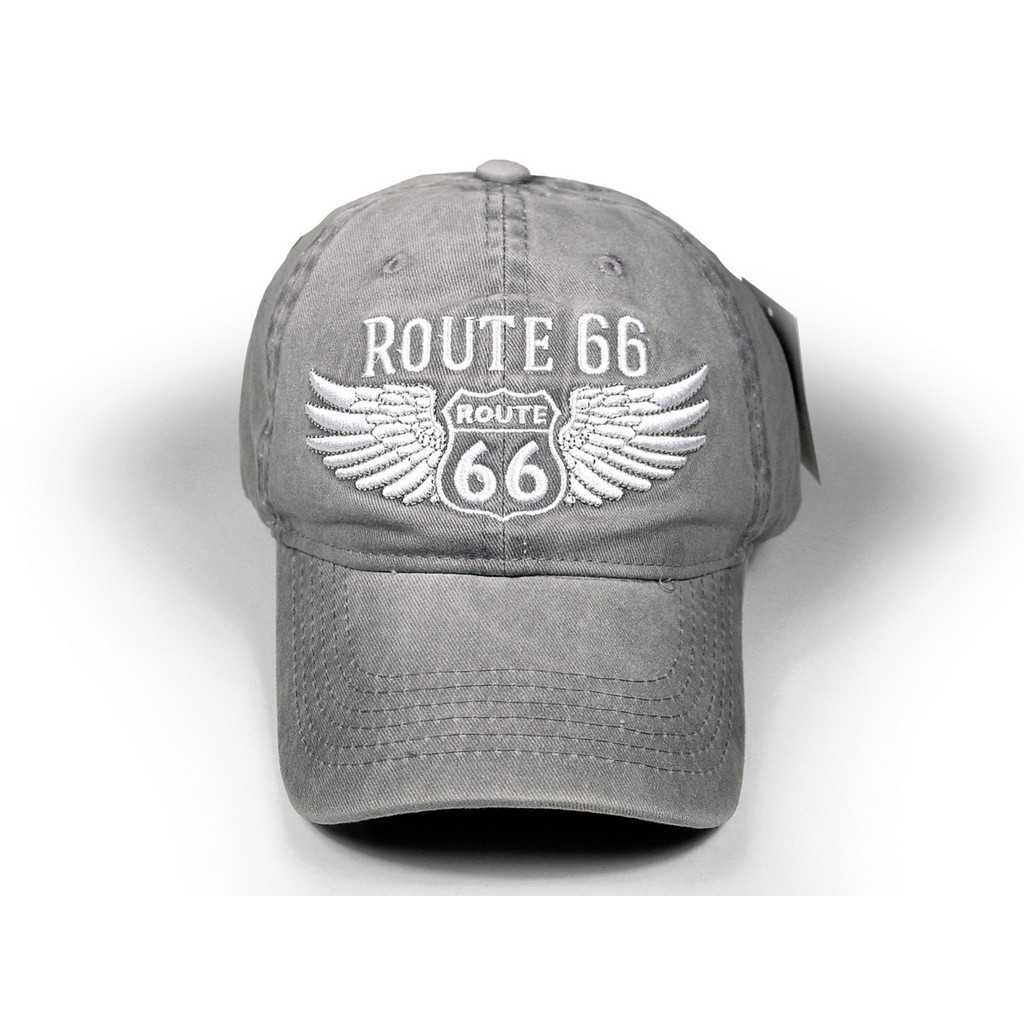 Route 66 Washed Grey Cap with Wings at The Nut House