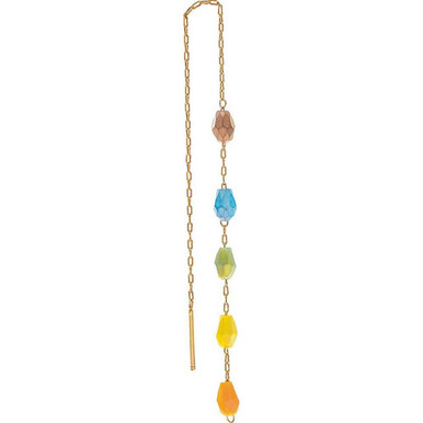 Gold Multicolor Glass Bead Thread Earring