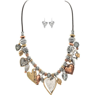 Rain Jewelry Multi Metal Charming Hearts Necklace Set