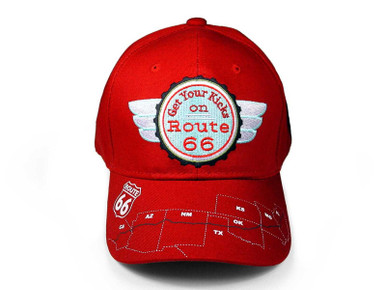 Red Ball Cap With Rt 66 Wings and Map The Nut House