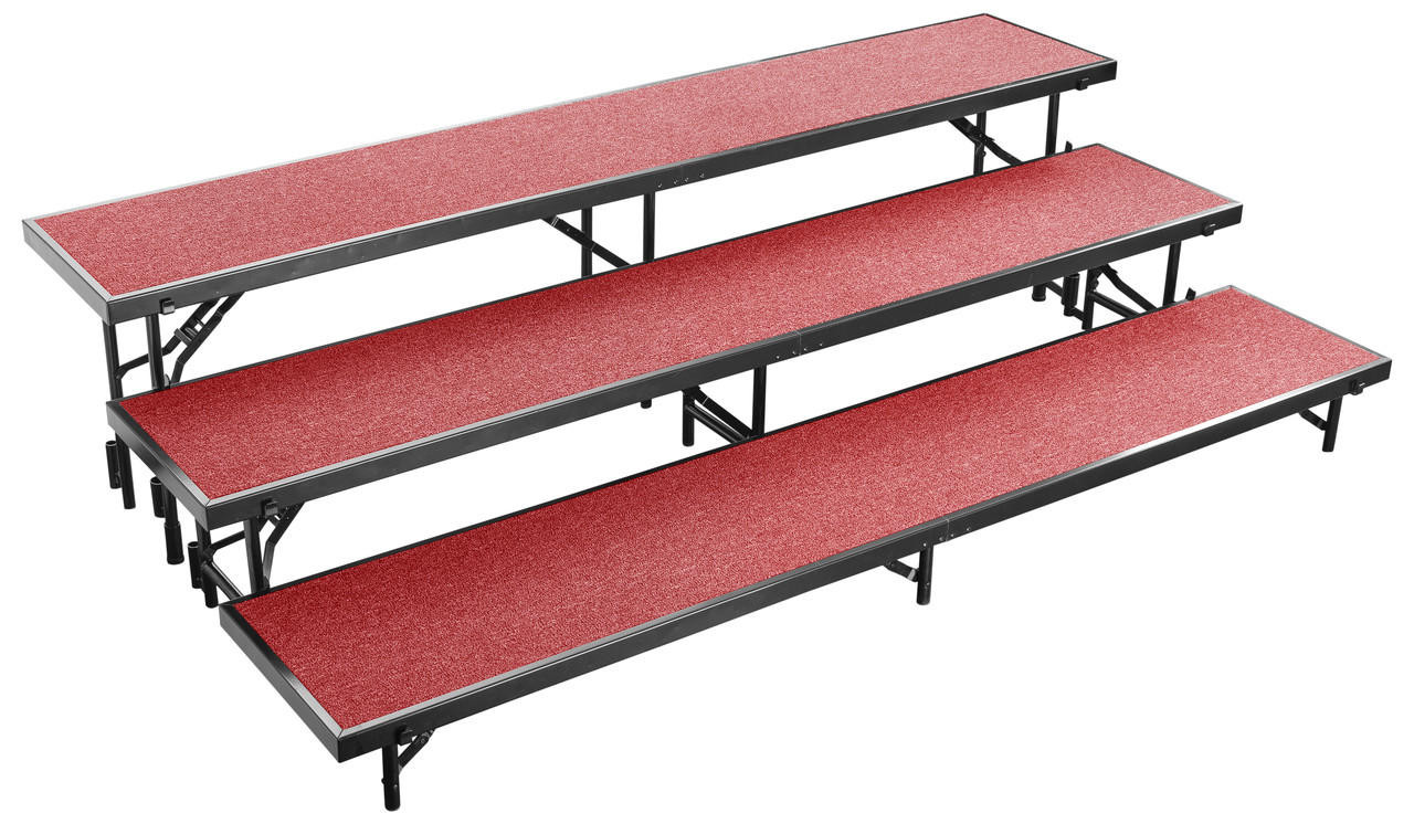 NPS 3 Level Straight Standing Choral Riser, Red Carpet (18"x96 ...