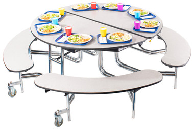 Buy NPS Mobile Cafeteria Table w Benches 60 Round MDF Core ProtectEdge Grey Nebula Shiffler Furniture Fixtures and Equipment for Schools