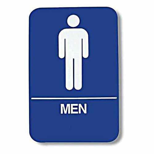 Buy MEN Restroom sign w/Braille; 6x9 White on Blue | Shiffler ...