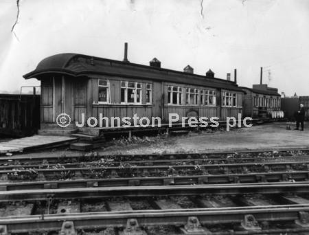 23875817-Skipton, 1956 This old railway coach is at the end of Platform ...