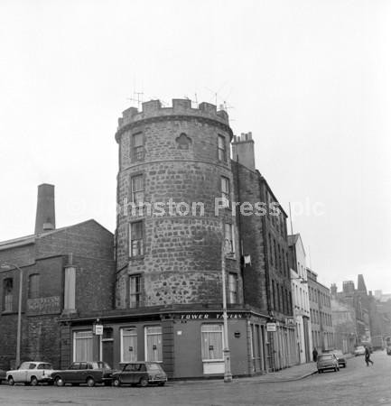 20233854-A view of historic buildings in Leith, Edinburgh showing the ...