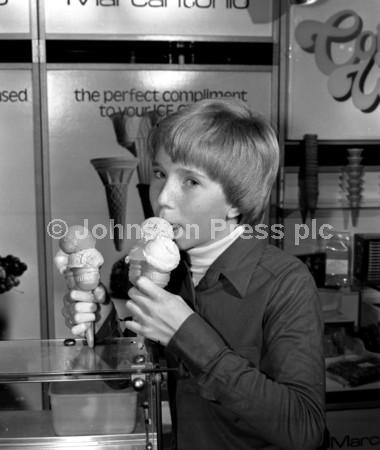 22562115-Sally Archer with two triple ice cream cones at the ice cream ...