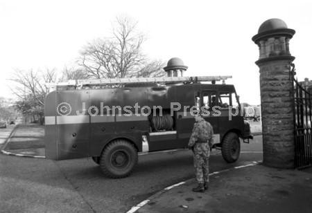 22562461-A Green Goddess fire engine arrives at Redford barracks in ...