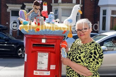 39061478-Janice Welsh with her post box topper on Stanhope Road ...