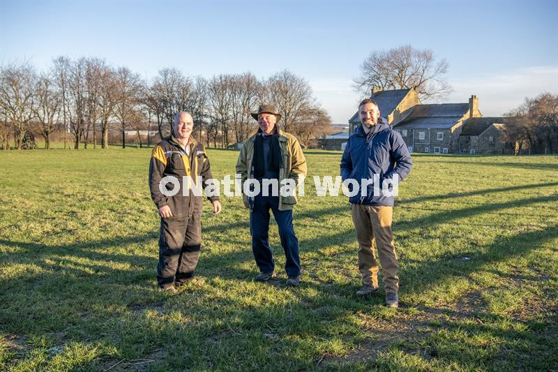 39918811-Farm manager Paul Robson, farm owner Jimmy Dickinson and ...