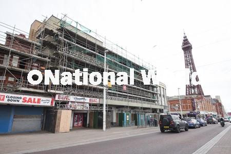 39481789-Empty buildings in Blackpool. Scaffolding outside Revolution ...
