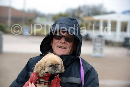 39394608-Out and about at Sandhaven Beach. Alan Sinclair with dog Tammy ...