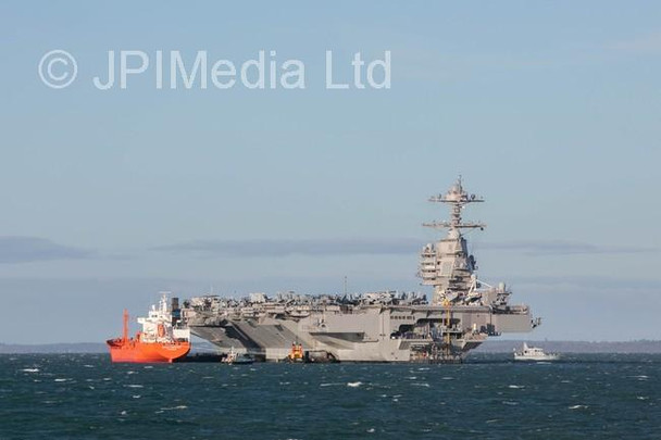 39613663-Royal Navy welcomes American guest: USS Gerald R Ford anchors ...