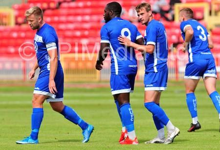 39065259-Dan Bramall celebrates his goal. Action from Gateshead FC 4-1 ...