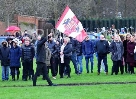 38869064-A Sunderland AFC flag is carried at the start of Leon ...