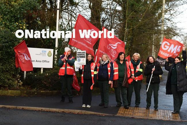 39633207-Photo Neil Cross; Ambulance staff on strike at Broughton ...