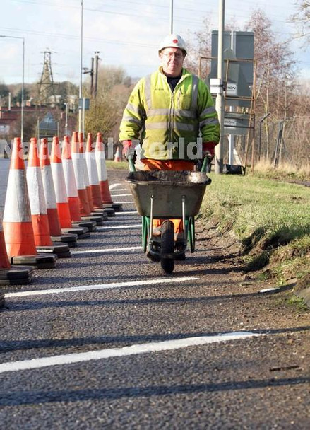 39655140-CORBY. ROADS Road worker foreman Andy Hudson is fed up at ...