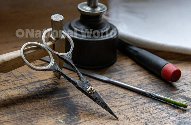 39662944-Damascus embroidary scissors by cutler Grace Horne in her tiny ...