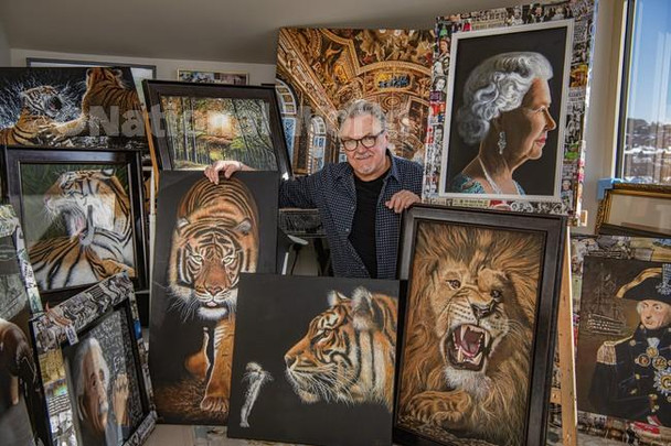 39677191-Artist Alan Rogan in his studio at his home in Cookridge ...