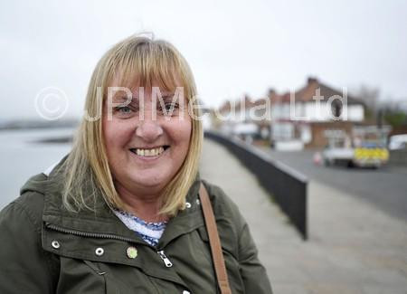 39416227-Gillian Lambert waiting for the fish and chip shop to open ...