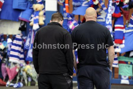 27559055-John Devlin 25 04 14. GLASGOW. Ibrox Stadium. Tributes to the ...