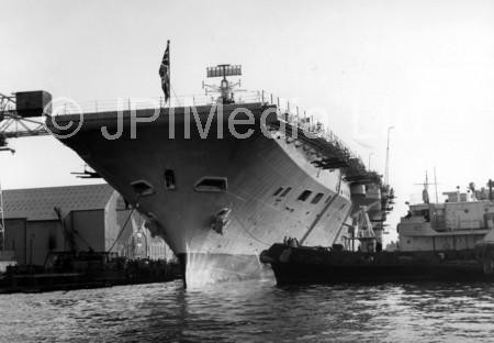 39432416-HMS Bulwark emerging after a refit from Portsmouth s dry dock ...
