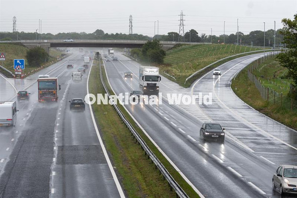 39803490-Cars join the M55 motorway for the first time from the Preston ...