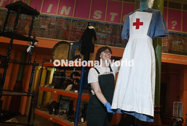 39971124-Eleanor Whitehead prepares the exhibition exhibits. We take a ...