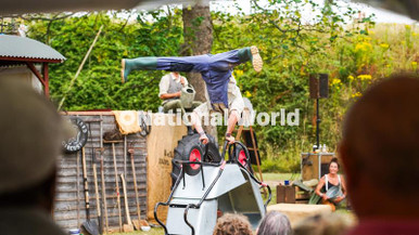40350369-Jack Clements balancing on barrels at the Festival at Fort ...