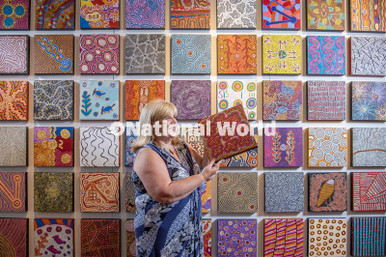 40358657-Whitby Museum manager Hazel Wright looks at the Aboriginal art ...