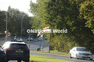 40391665-The Union and English flags have appeared on almost every lamp ...