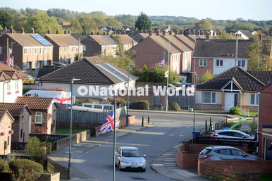 40391664-The Union and English flags have appeared on almost every lamp ...
